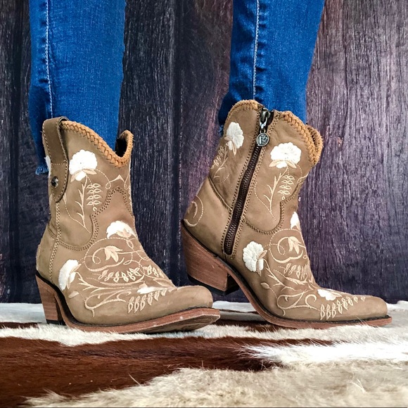 sundance boutique | Shoes | Tan Suede Embroidered Western Bootie | Poshmark